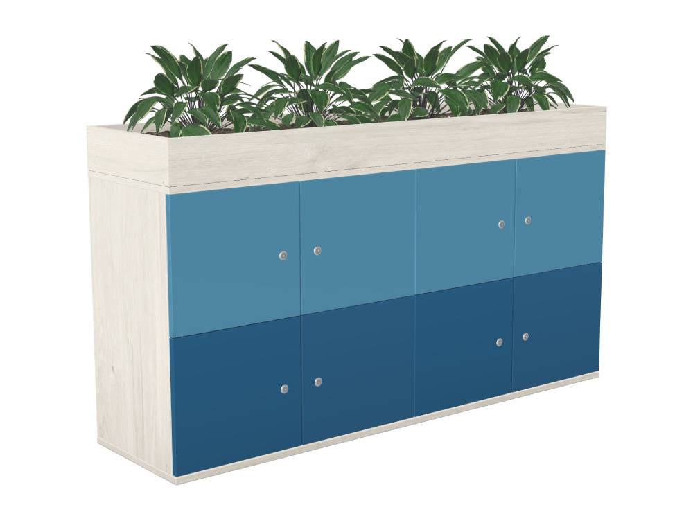 Ws.D Uno 8-Door Locker End-of-Desk with Standard Barrel Lock and Plant
